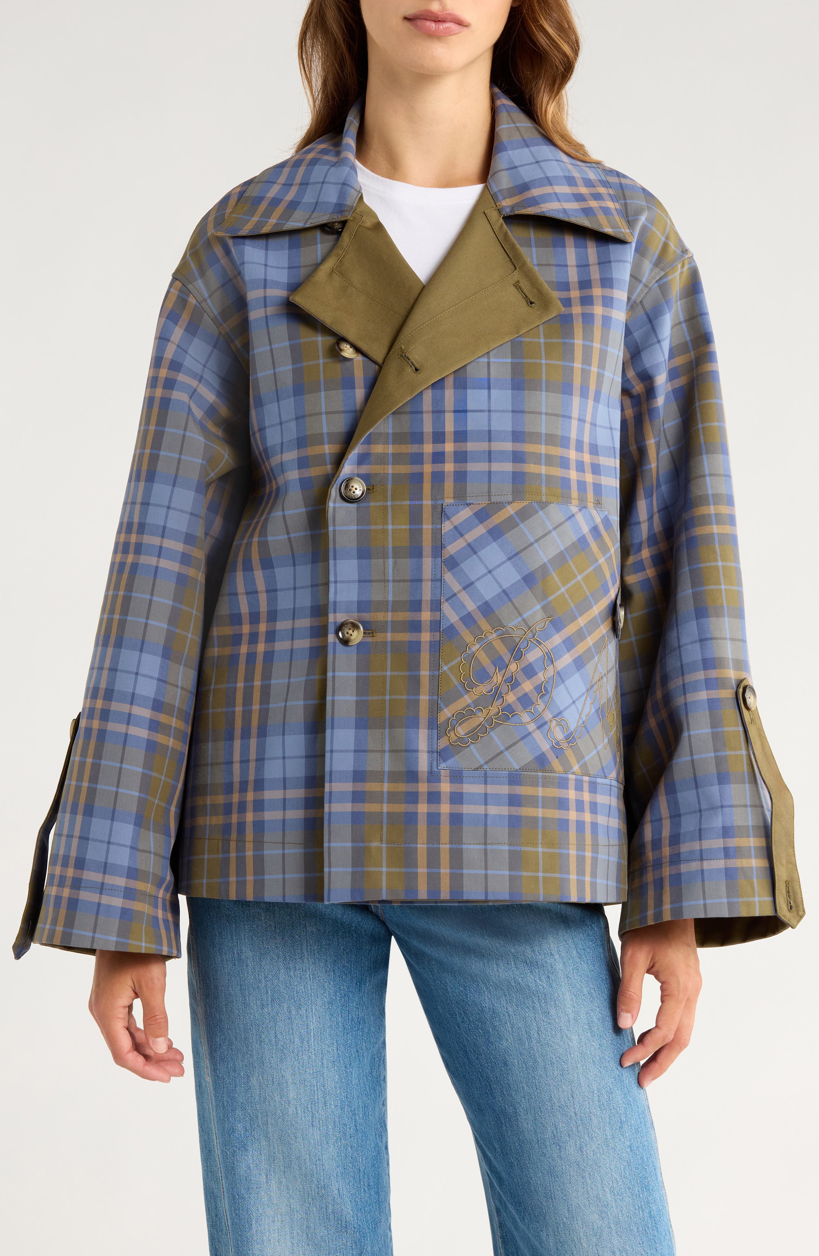Damson Madder Jerry Reversible Crop Organic Cotton Trench Coat | Nordstrom