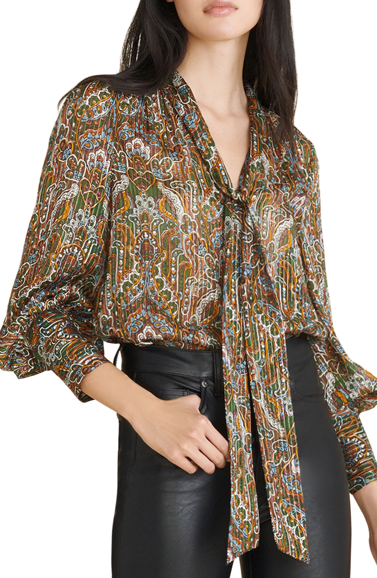 Veronica Beard Zaylee Neck Tie Silk Blend Blouse | Nordstromrack