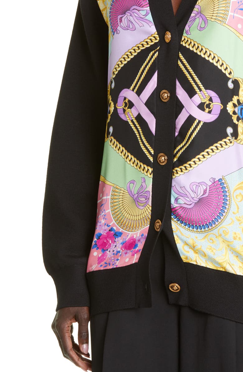 Versace Ventagli Fan Print Wool & Silk Cardigan | Nordstrom