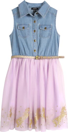 Zunie Kids' Sleeveless Denim Bodice Tutu Skirt Dress | Nordstromrack