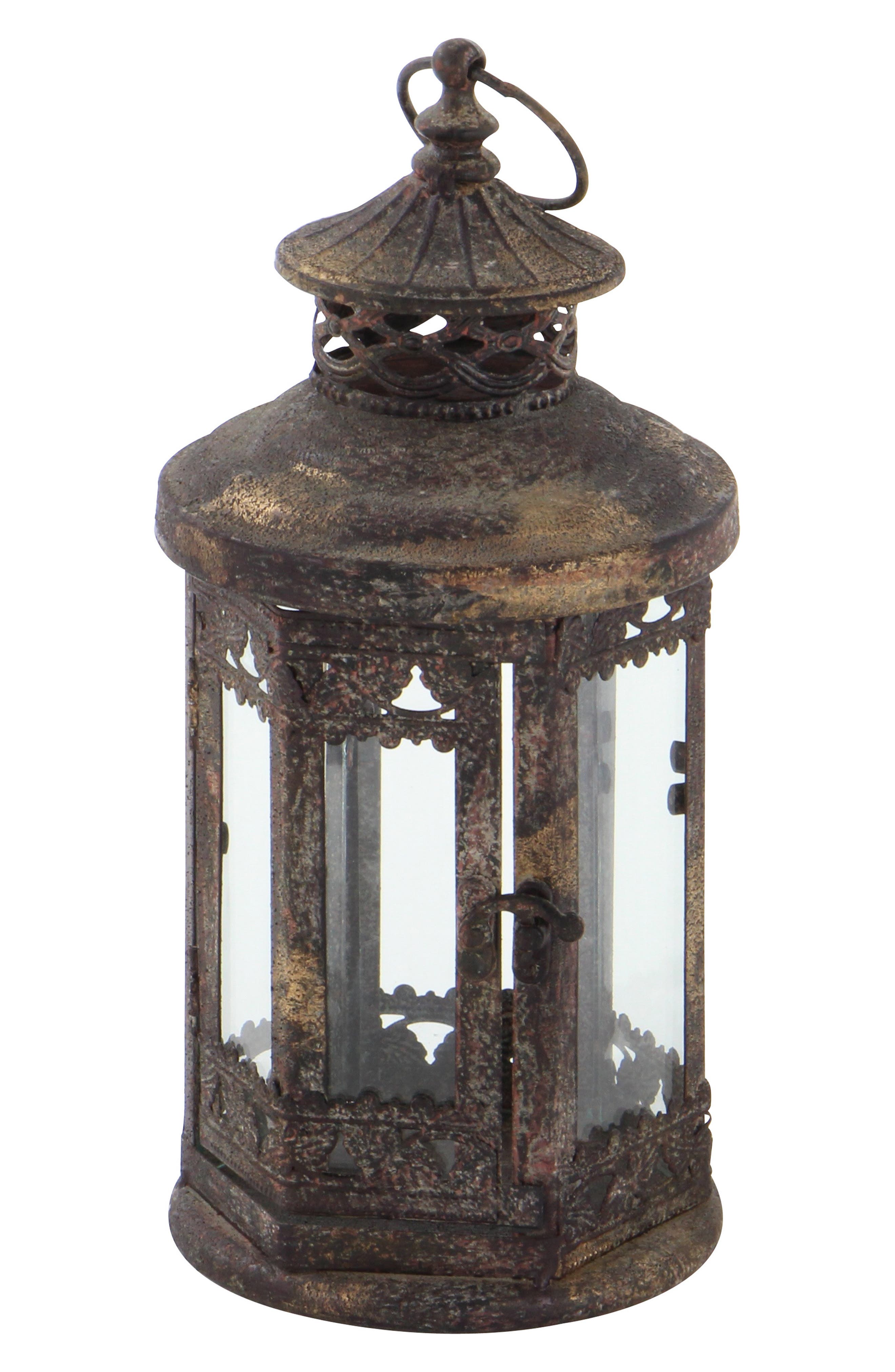 SONOMA SAGE HOME Brown Metal Candle Lantern with Intricate Scroll Work ...