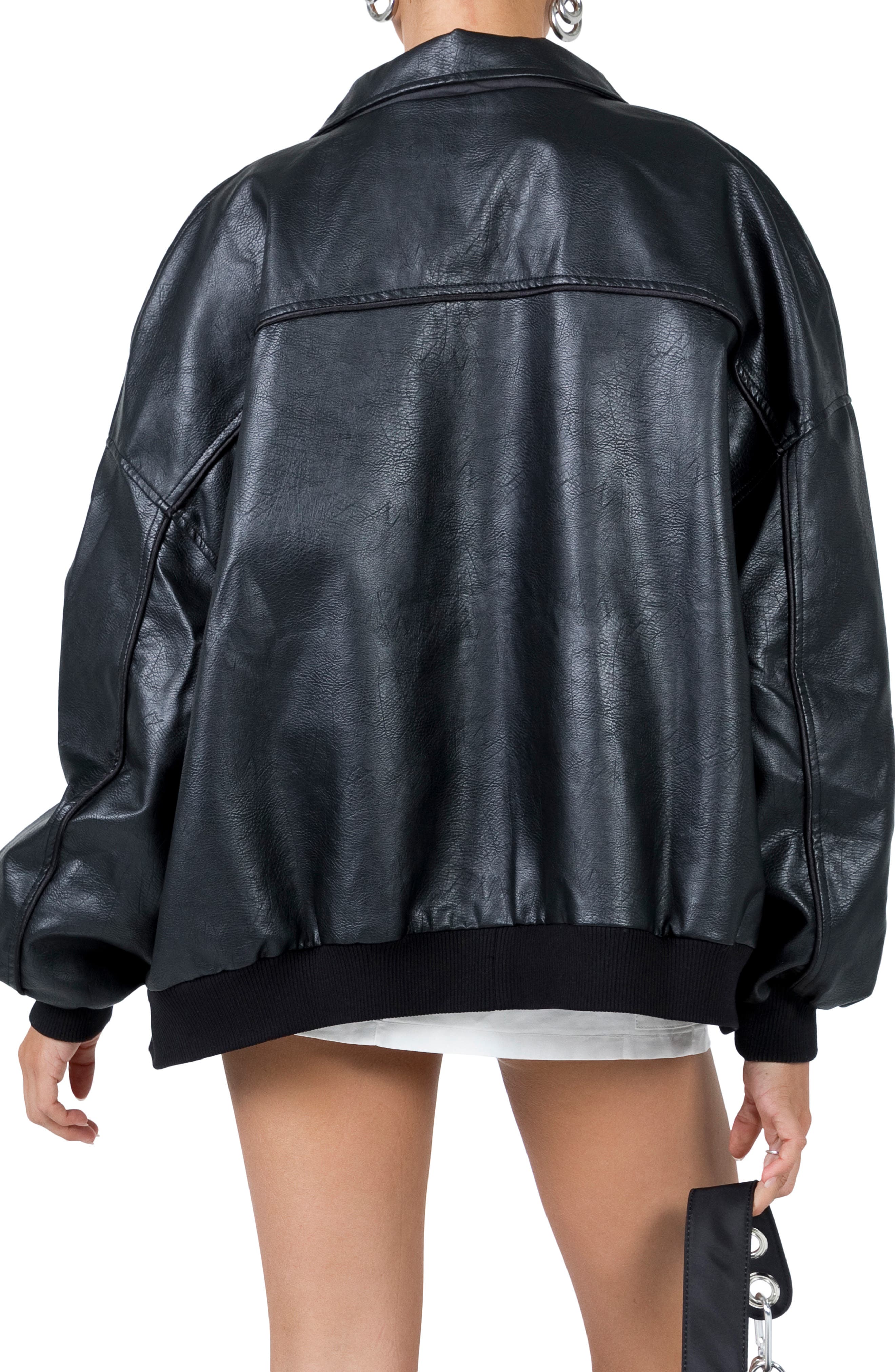 Princess Polly Goldsmith Oversize Faux Leather Bomber Jacket | Nordstrom