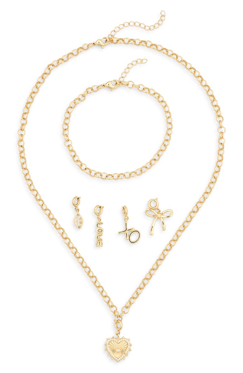 Leith Love Mixed Charm Necklace & Bracelet Set | Nordstromrack