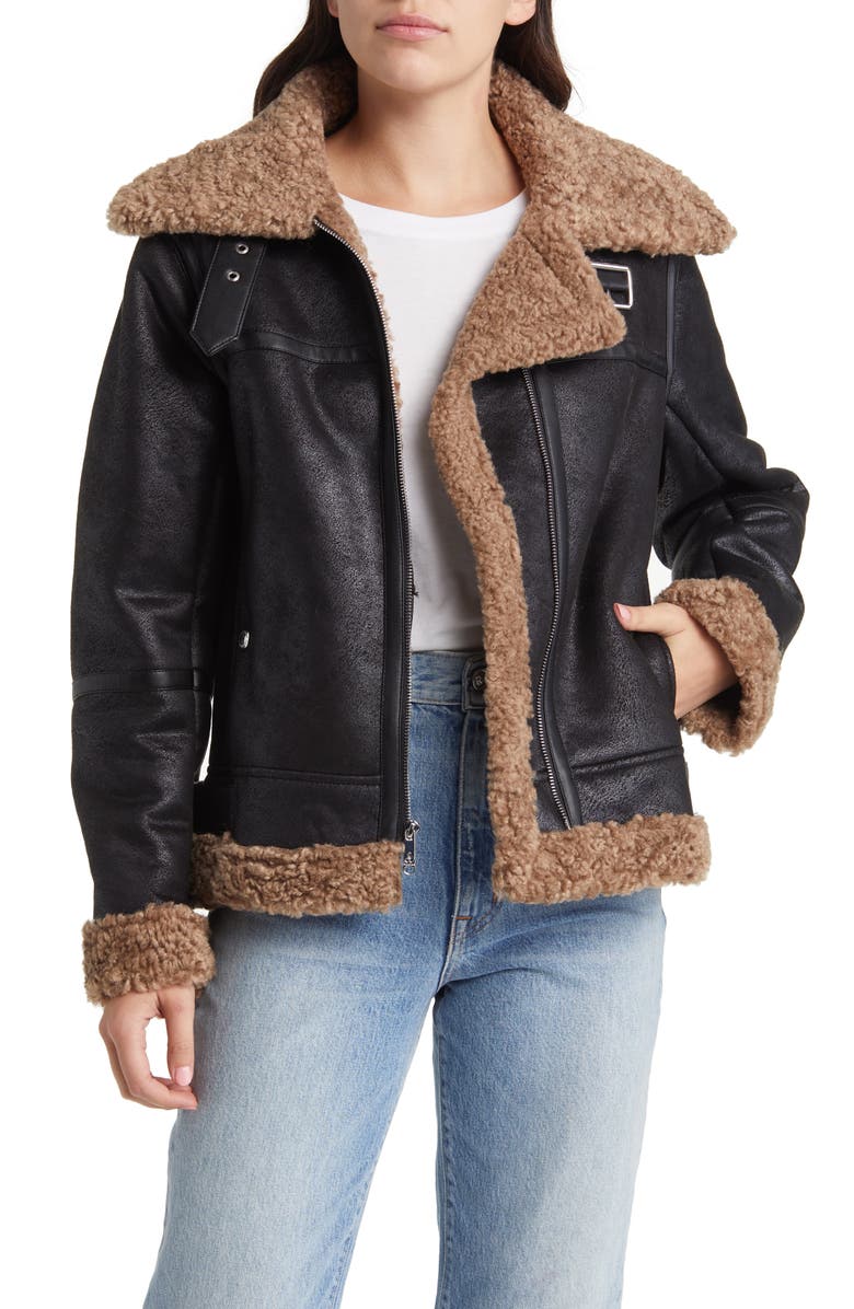 Sam Edelman Faux Shearling Aviator Jacket | Nordstromrack