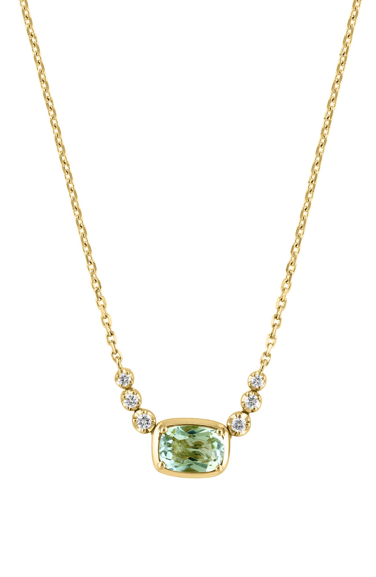 EFFY 14K Yellow Gold Diamond & Prasiolite Pendant Necklace - 0.13ct ...