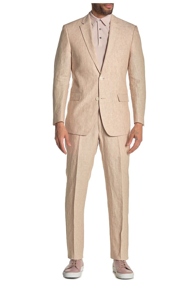 Tommy Hilfiger Light Tan Solid Two Button Notch Lapel Linen Suit ...