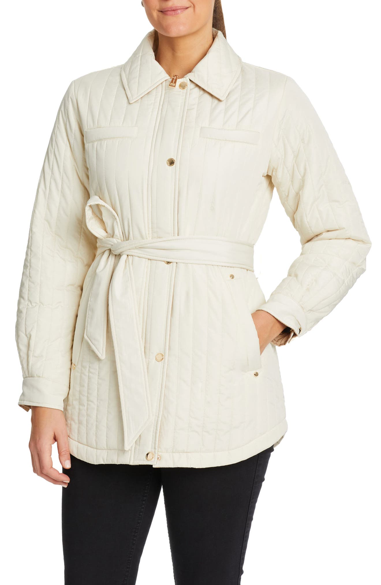 Vince Camuto Tie Waist Quilted Shacket | Nordstromrack