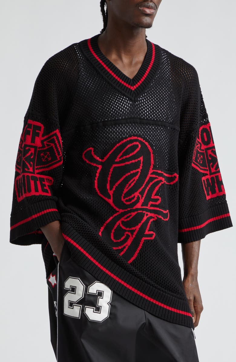 Off-White Varsity Net Openwork Sweater | Nordstromrack