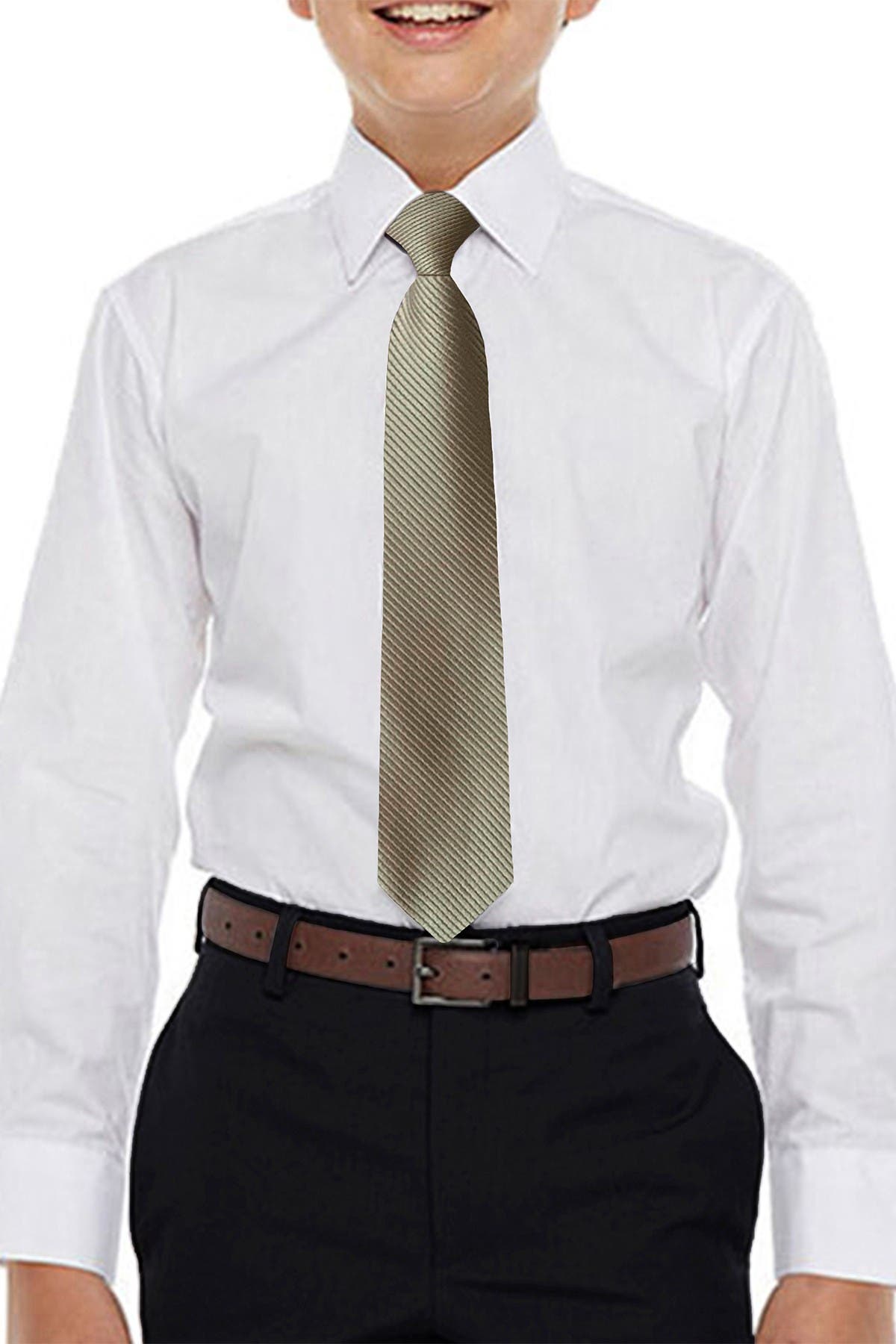 Perry Ellis Solid Dress Shirt & Diagonal Tie Set | Nordstromrack