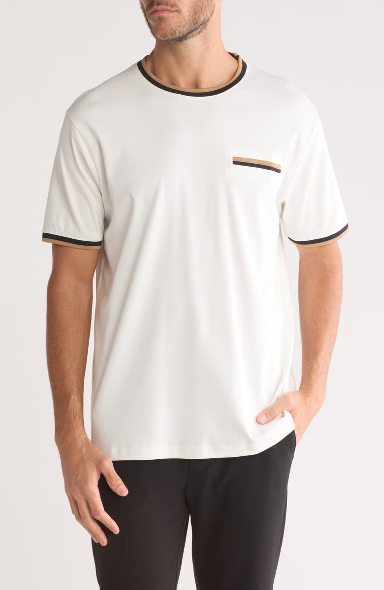 DENIM AND FLOWER Stripe Trim Cotton T-Shirt | Nordstromrack