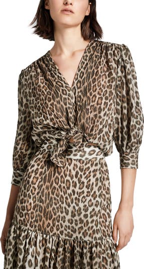 Smythe Leopard Print Tie Front Top | Nordstrom