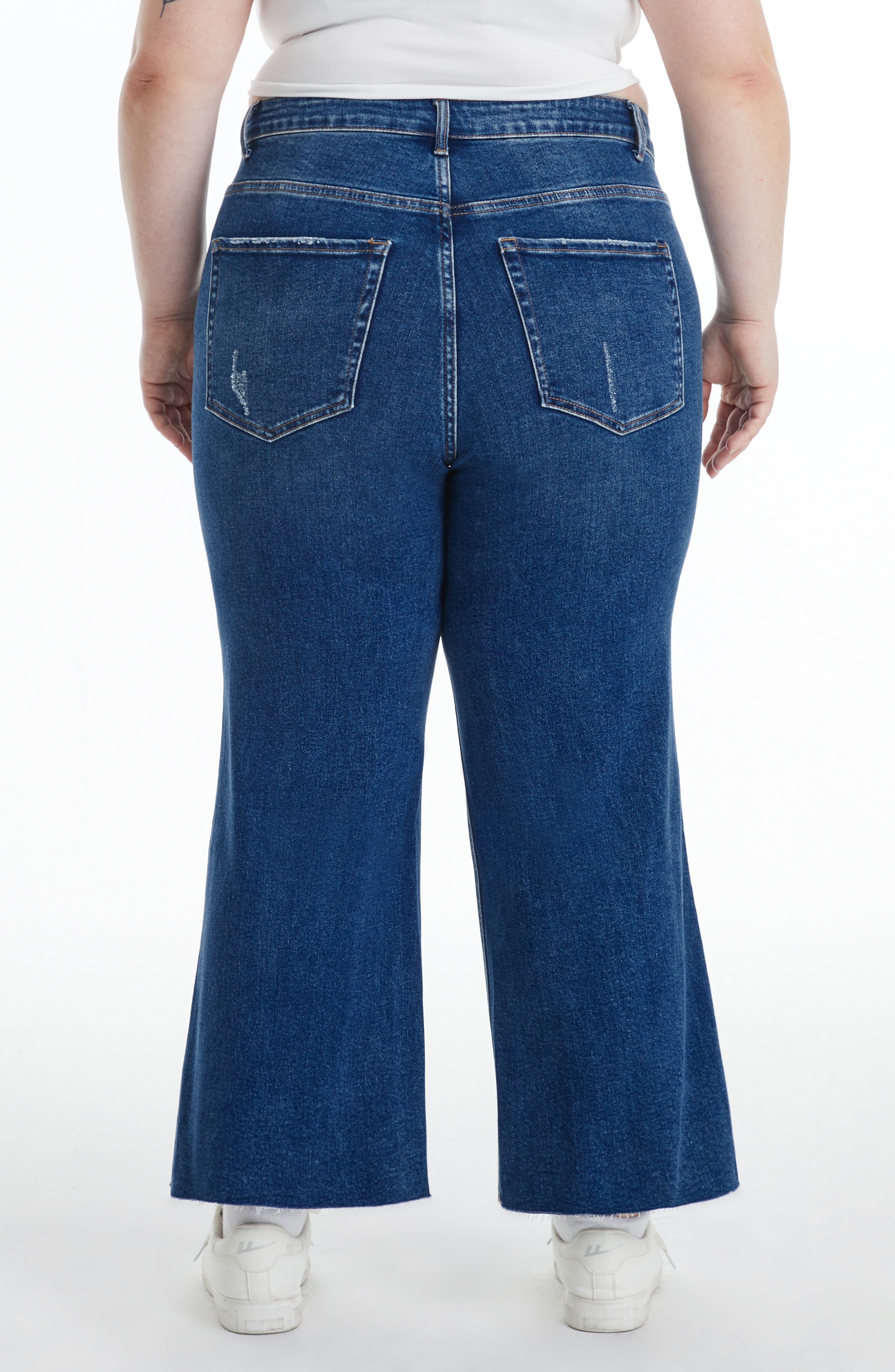 Bayeas High Waist Frayed Hem Crop Wide Leg Jeans | Nordstrom