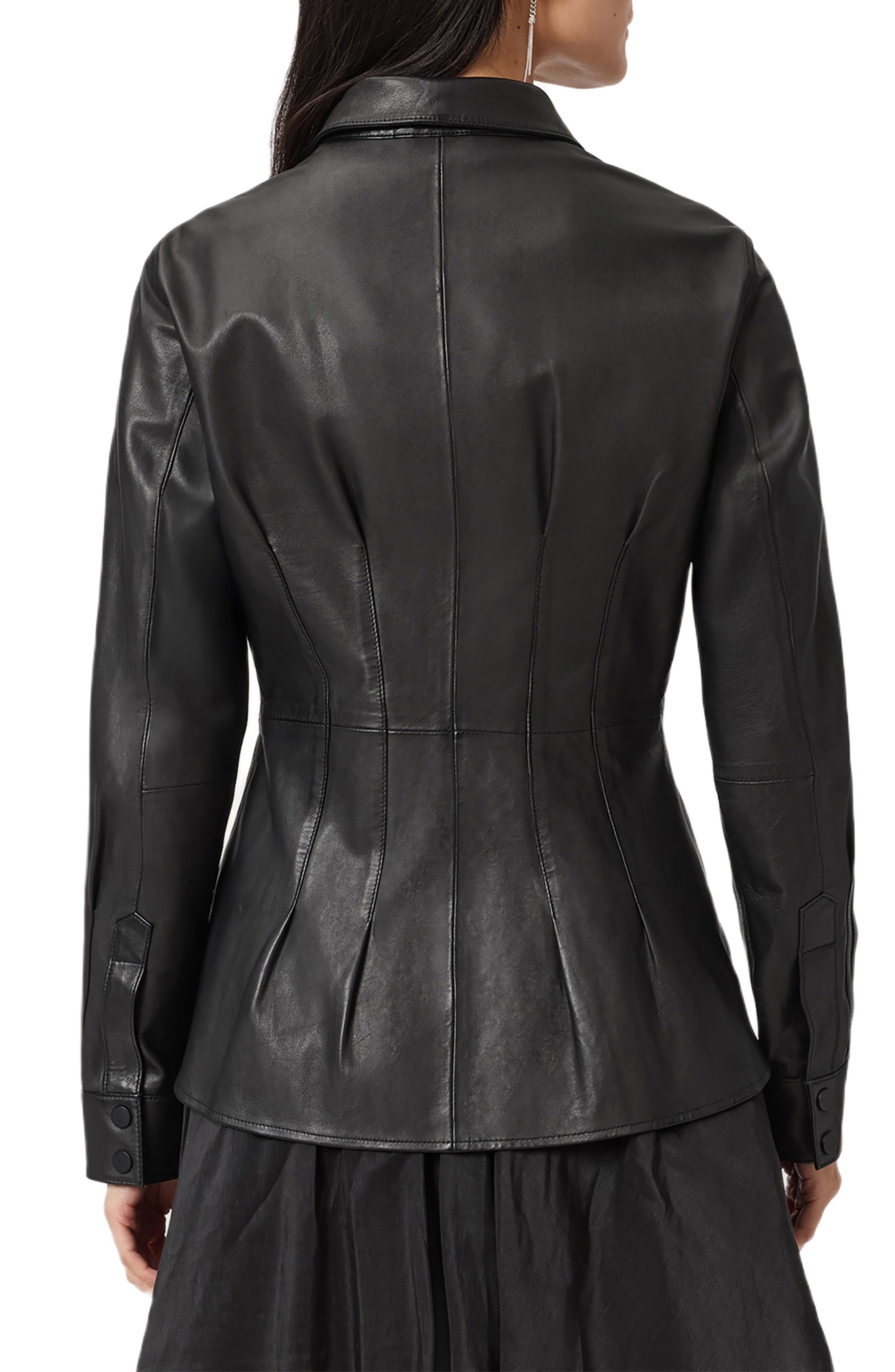 AllSaints Larson Lea Leather Jacket | Nordstrom