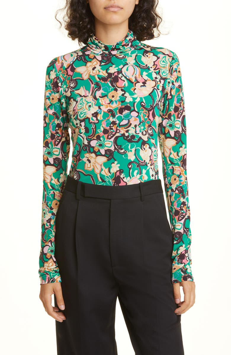 A.L.C. James Floral Print Turtleneck Top | Nordstromrack