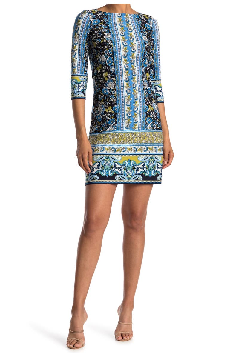 London Times Border Pattern Jersey Shift Dress | Nordstromrack