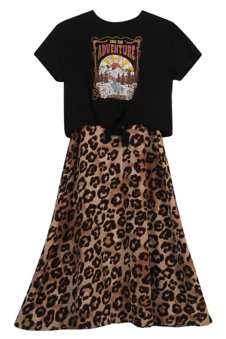 Kids' Graphic T-Shirt & Leopard Skirt Set (Women) | Nordstromrack