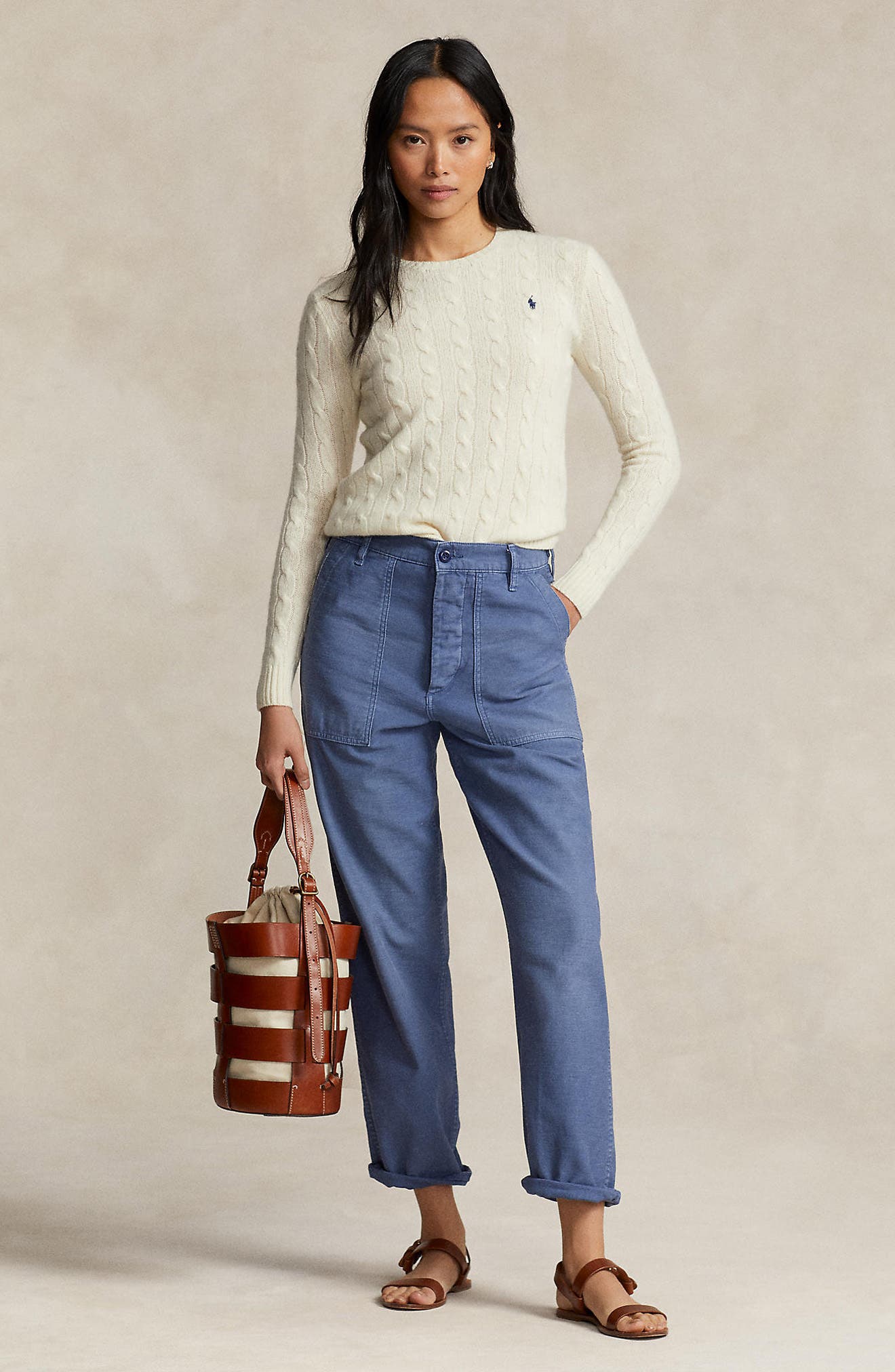 Polo Ralph Lauren Julianna Cable Stitch Wool & Cashmere Sweater | Nordstrom