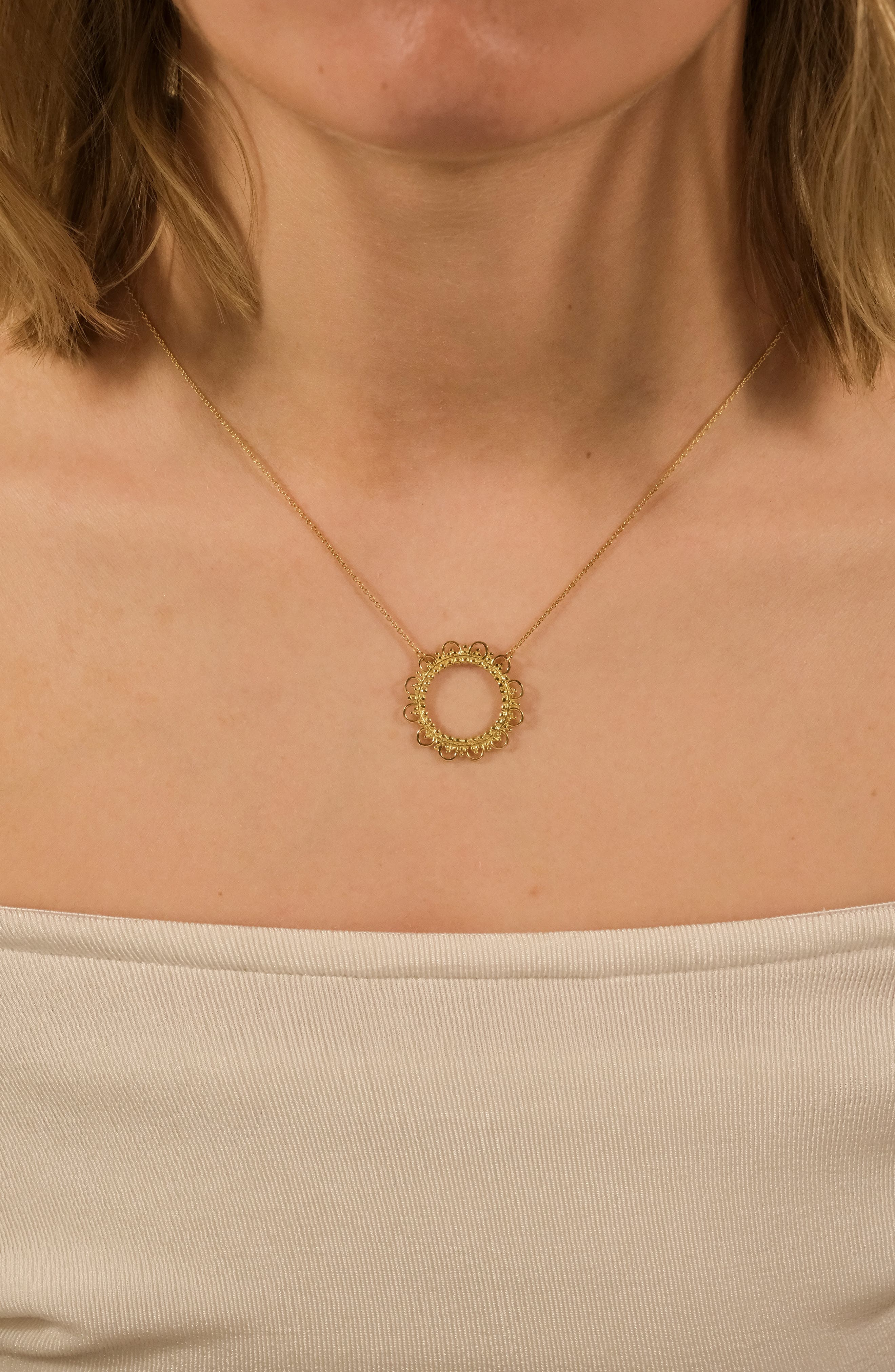 Sterling Forever Lace Circle Pendant Necklace | Nordstromrack