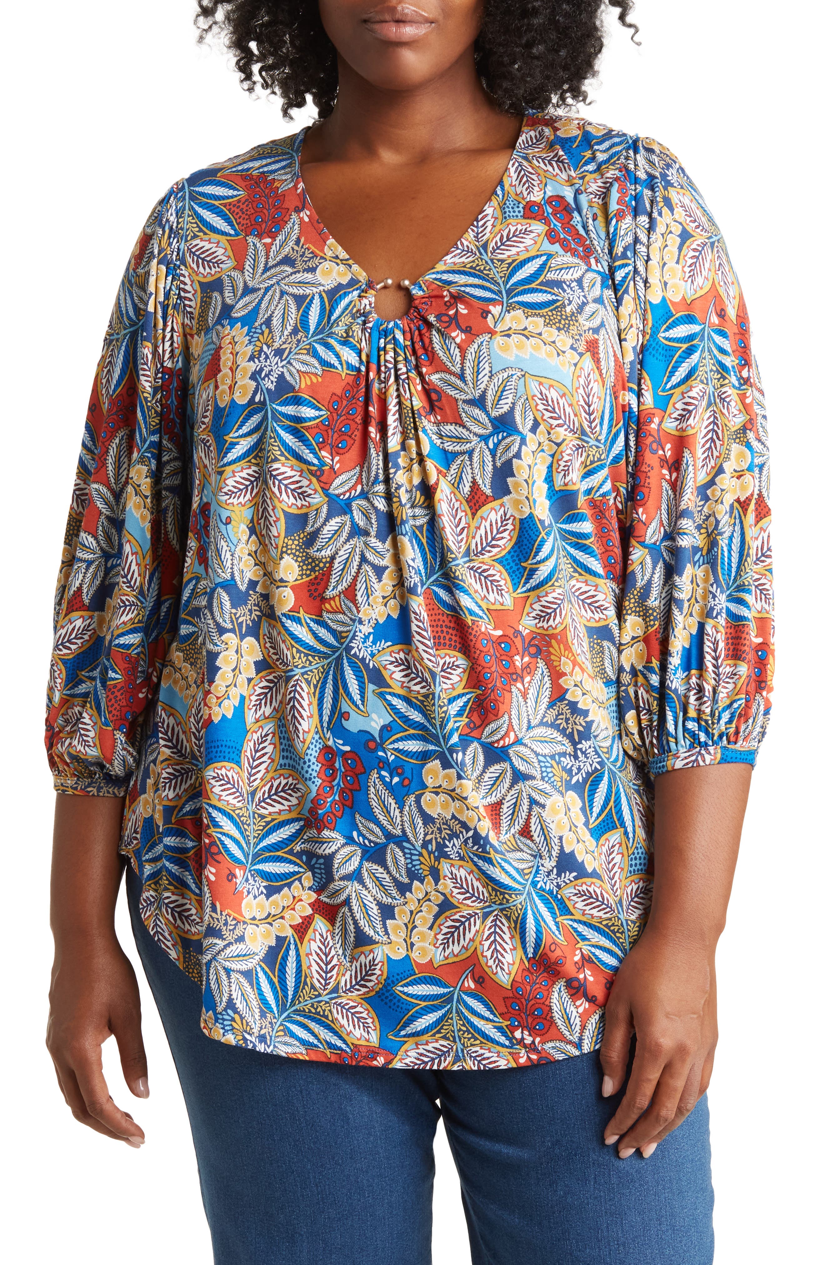 RUBY RD Patterned 3/4 Sleeve Top | Nordstromrack