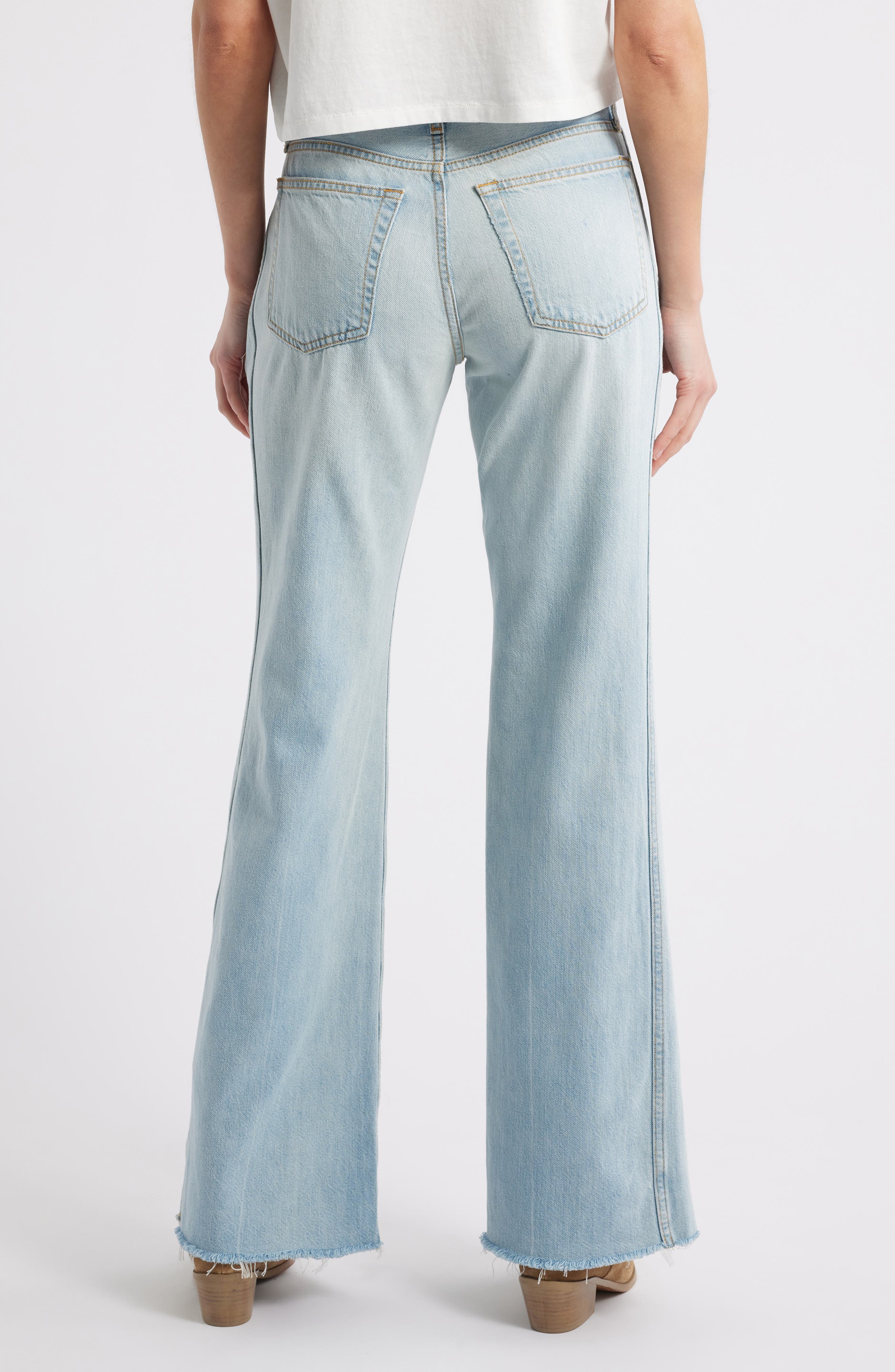 Re/Done The Californian High Waist Raw Hem Flare Leg Jeans | Nordstromrack