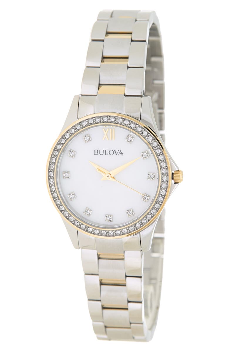 BULOVA Two-Tone Swarvoski Crystal Watch Box Set, 28mm | Nordstromrack