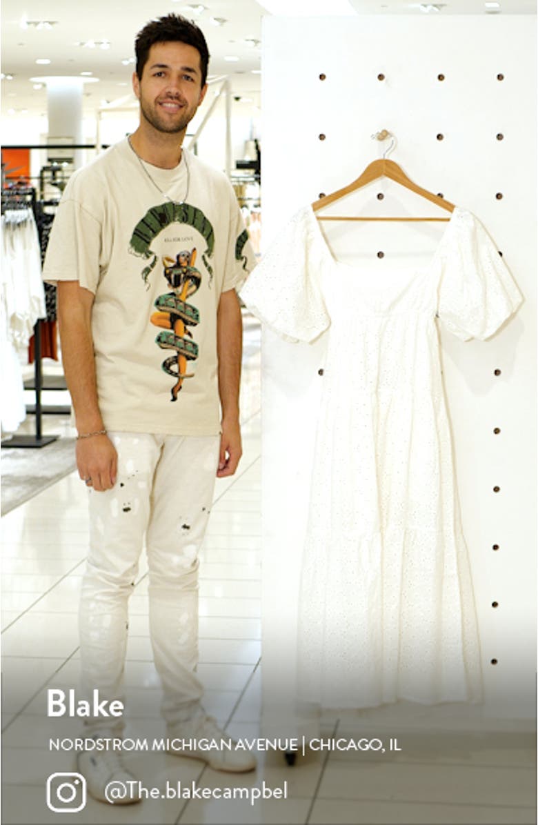 MINKPINK Luna Puff Sleeve Cotton Eyelet Maxi Dress | Nordstromrack