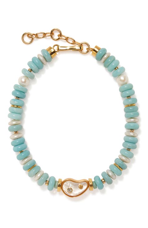 Lizzie Fortunato Goddess Beaded Collar Necklace Aqua