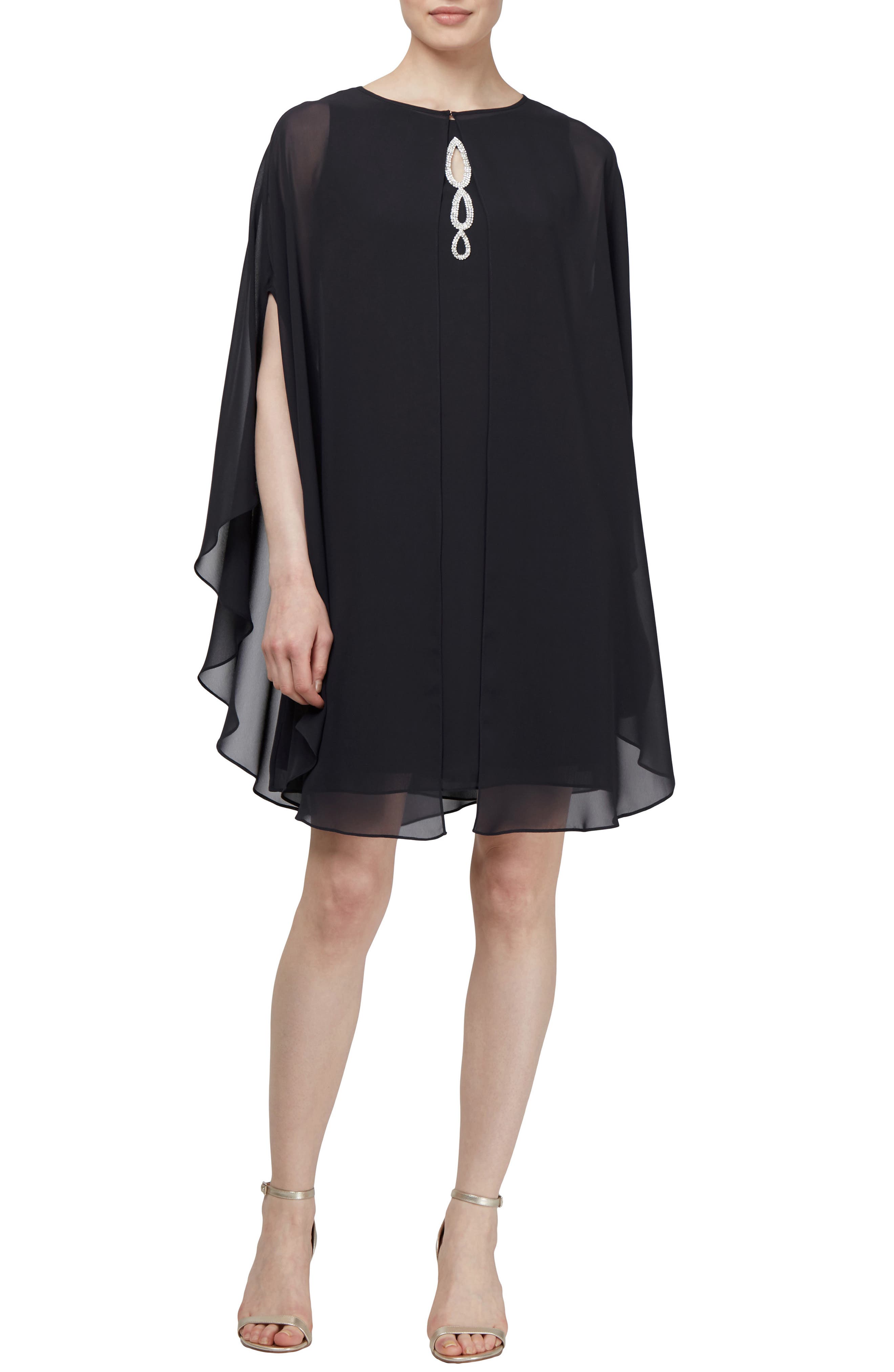 SL FASHIONS Two-Piece Cape Cocktail Dress | Nordstrom