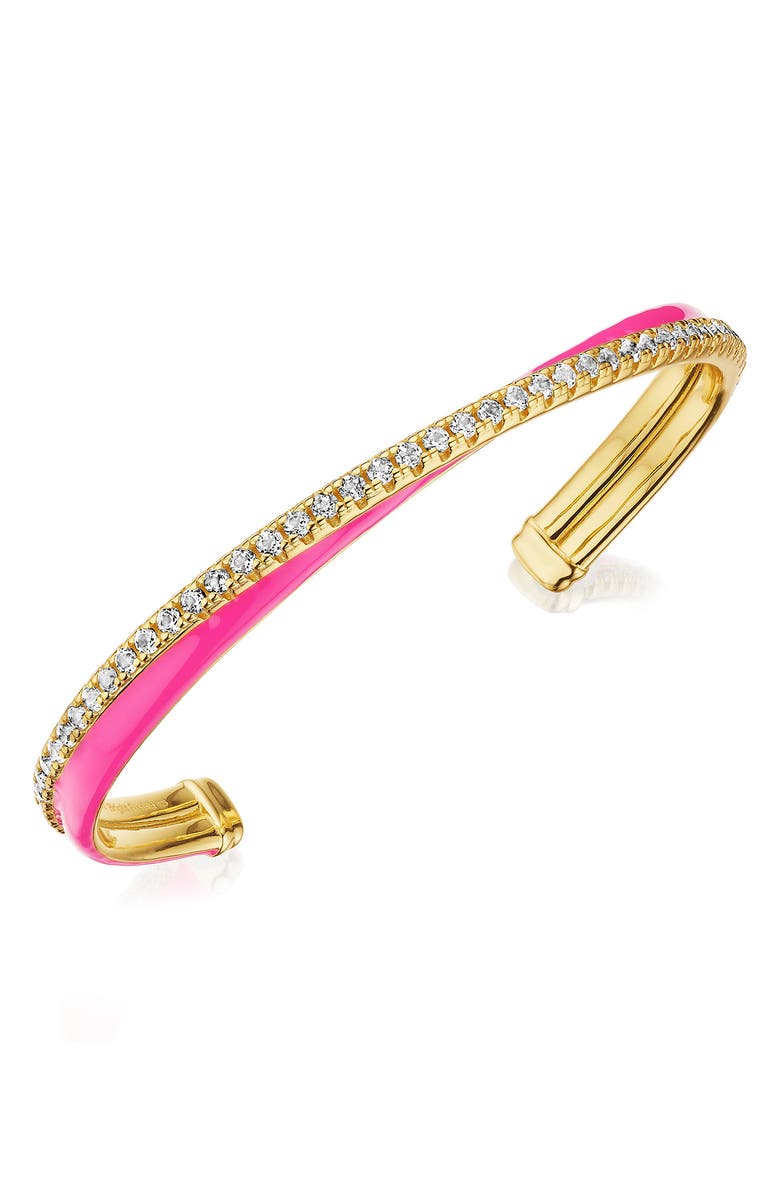 Bright Fuchsia White Sapphire & Enamel Cuff Bracelet | Nordstromrack
