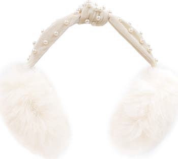 SURELL Kids' Imitation Pearl Embellished Faux Fur Earmuffs | Nordstrom