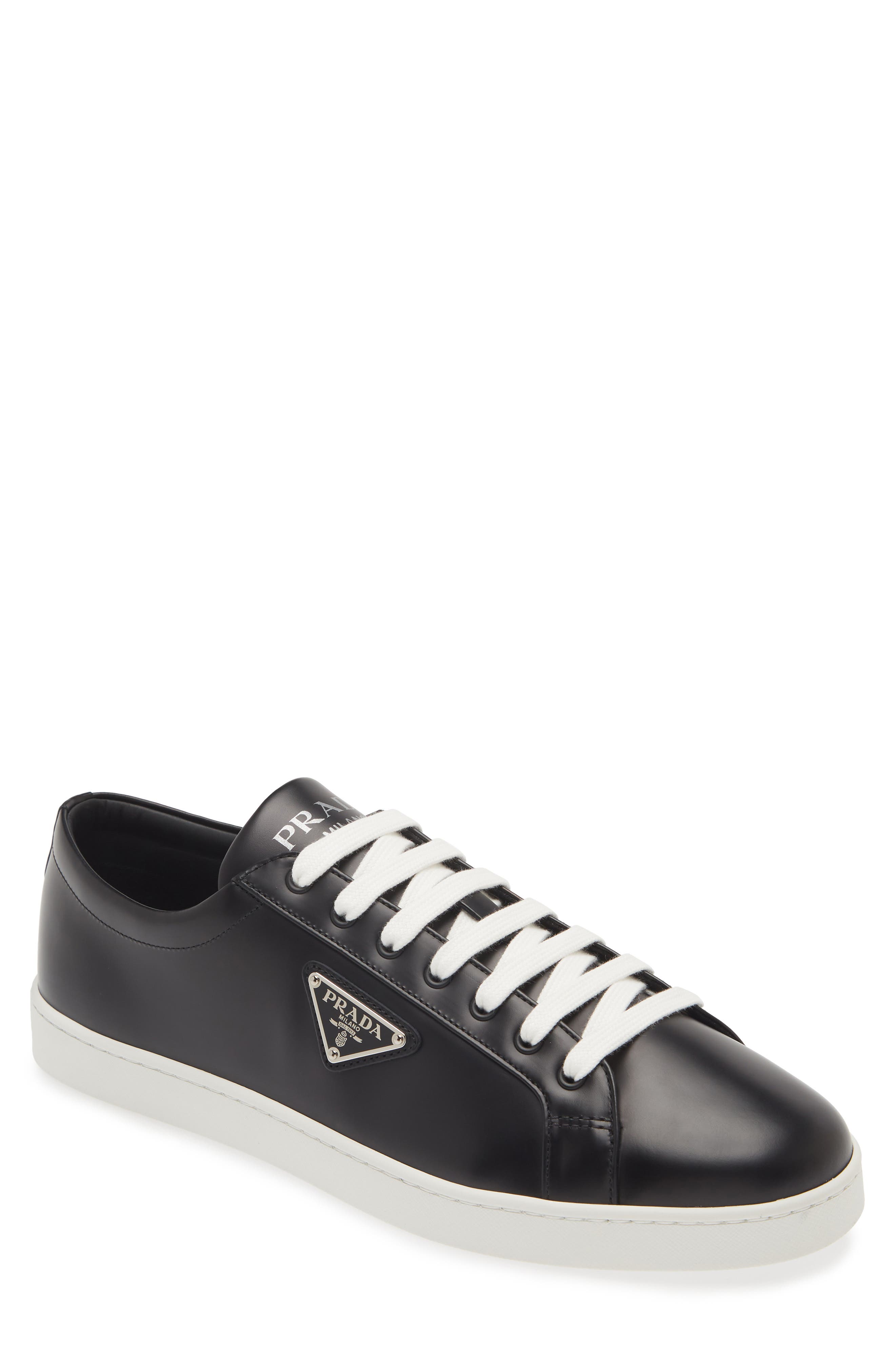 Prada Lane Triangle Logo Low Top Leather Sneaker (Men) | Nordstromrack
