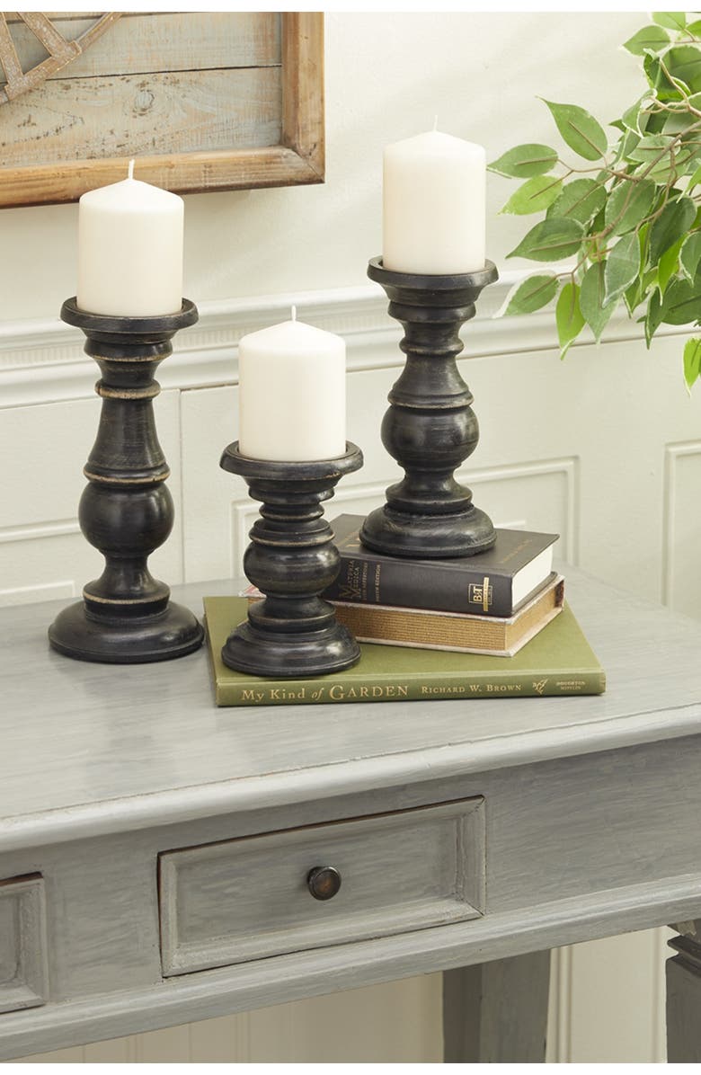SONOMA SAGE HOME Black Mango Wood Traditional Candle Holder with ...