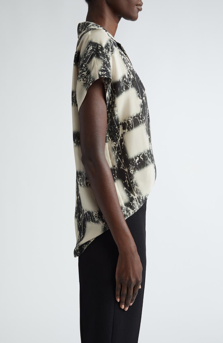 Lafayette 148 New York Shadow Block Print Silk Chiffon Top | Nordstromrack