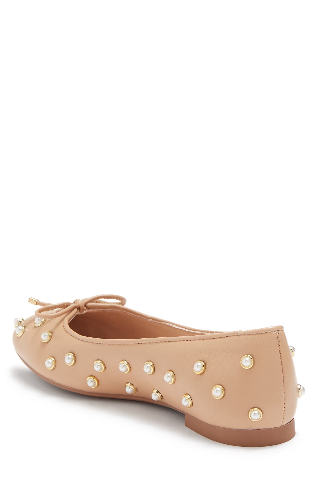 Stuart Weitzman Gabby Pearl Embellished Leather Ballet Flat (Women ...