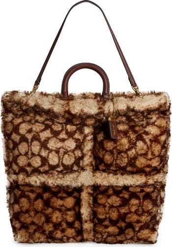 COACH Signature Rogue Genuine Shearling Tote Bag | Nordstrom