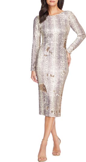 Dress the Population Emery Long Sleeve Sequin Sheath Dress | Nordstrom