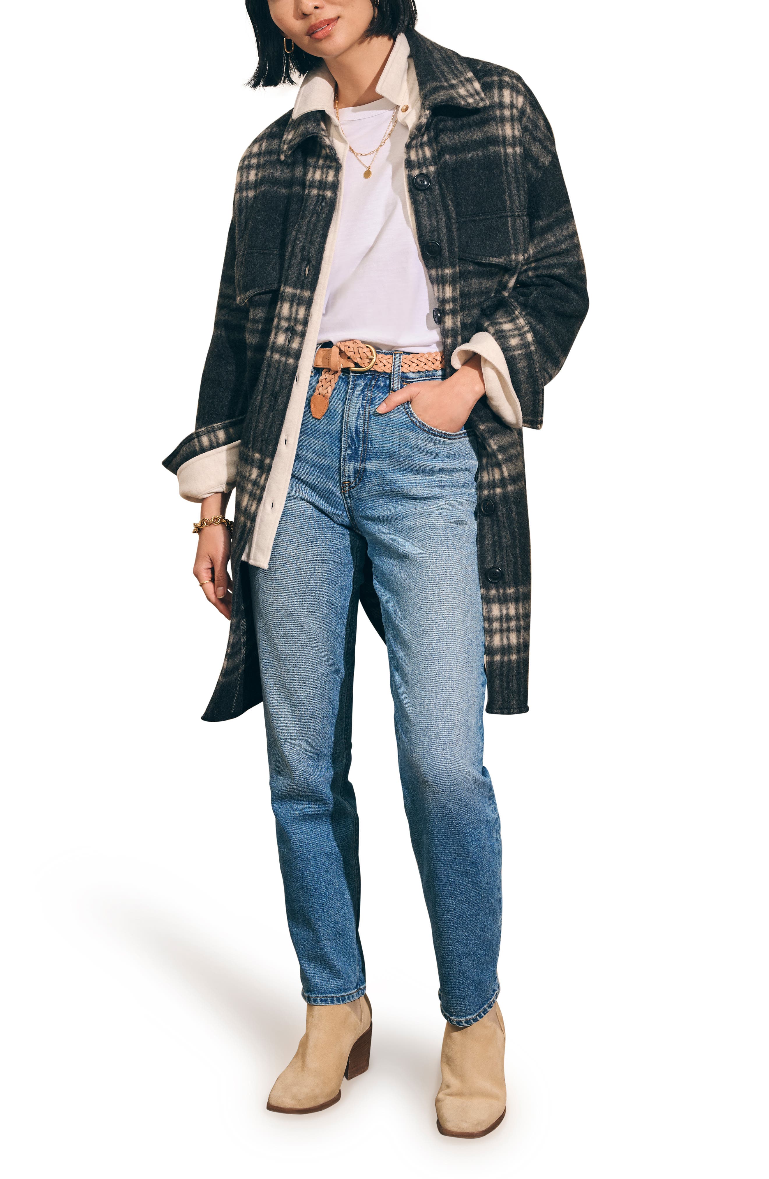 Faherty Cornwall Plaid Longline Jacket | Nordstromrack