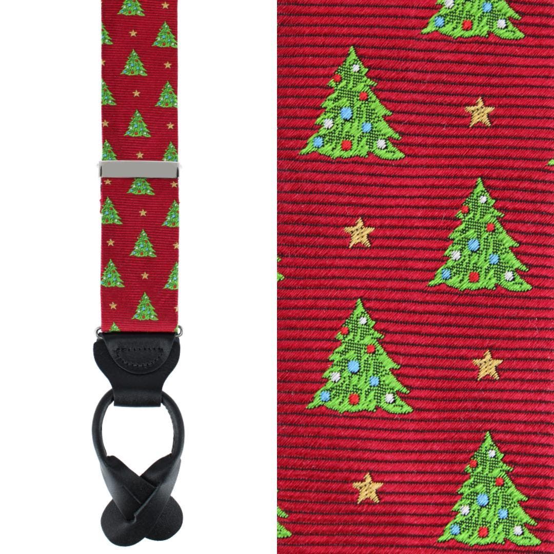 Trafalgar Oh Christmas Tree Novelty Silk Button End Suspenders | Nordstrom