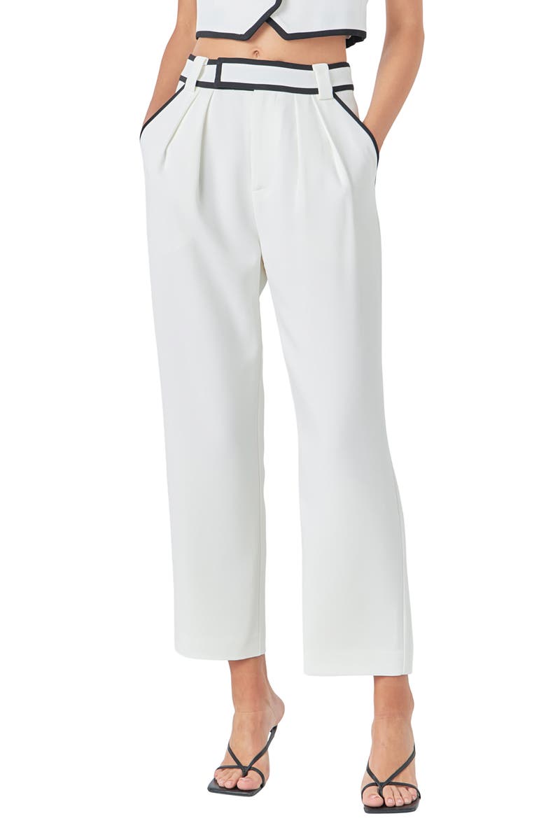 Endless Rose Contrast Binding Straight Leg Pants | Nordstrom