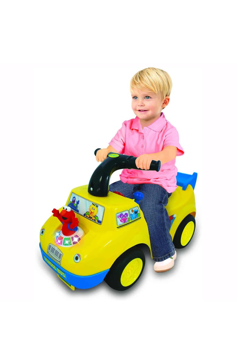Kiddieland Sesame Street Elmo School Bus Light & Sound Activity Rideon ...