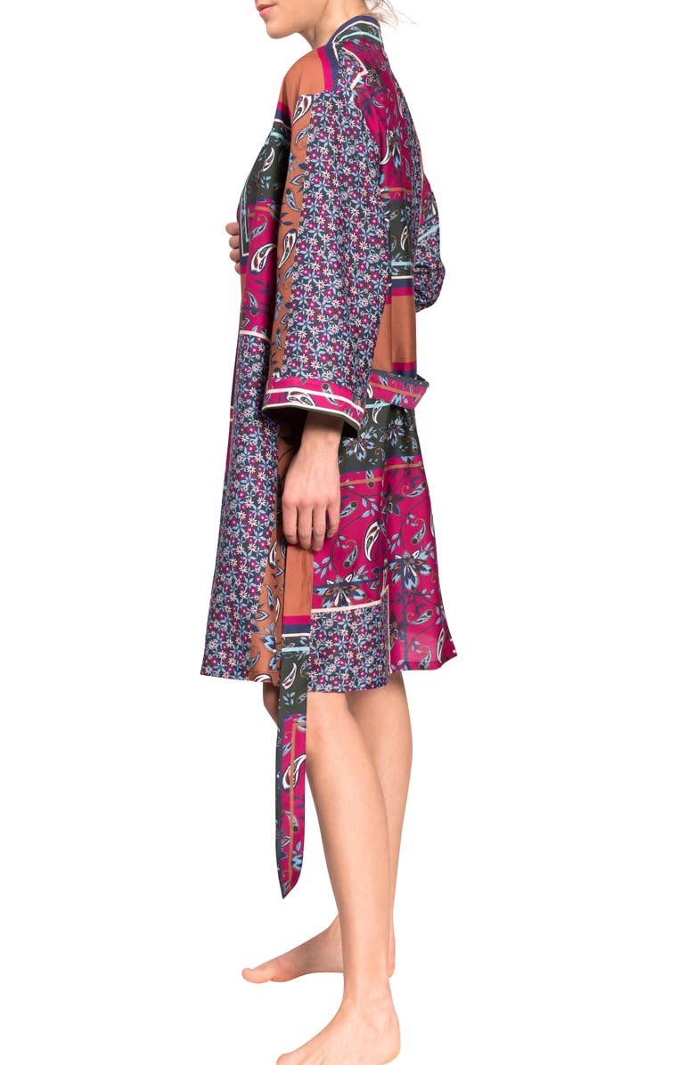 Everyday Ritual Misty Floral Cotton & Silk Short Robe | Nordstrom
