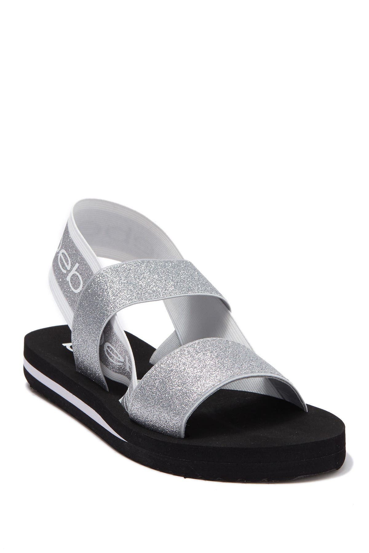 bebe Atena Glitter Logo Slingback Sandal | Nordstromrack
