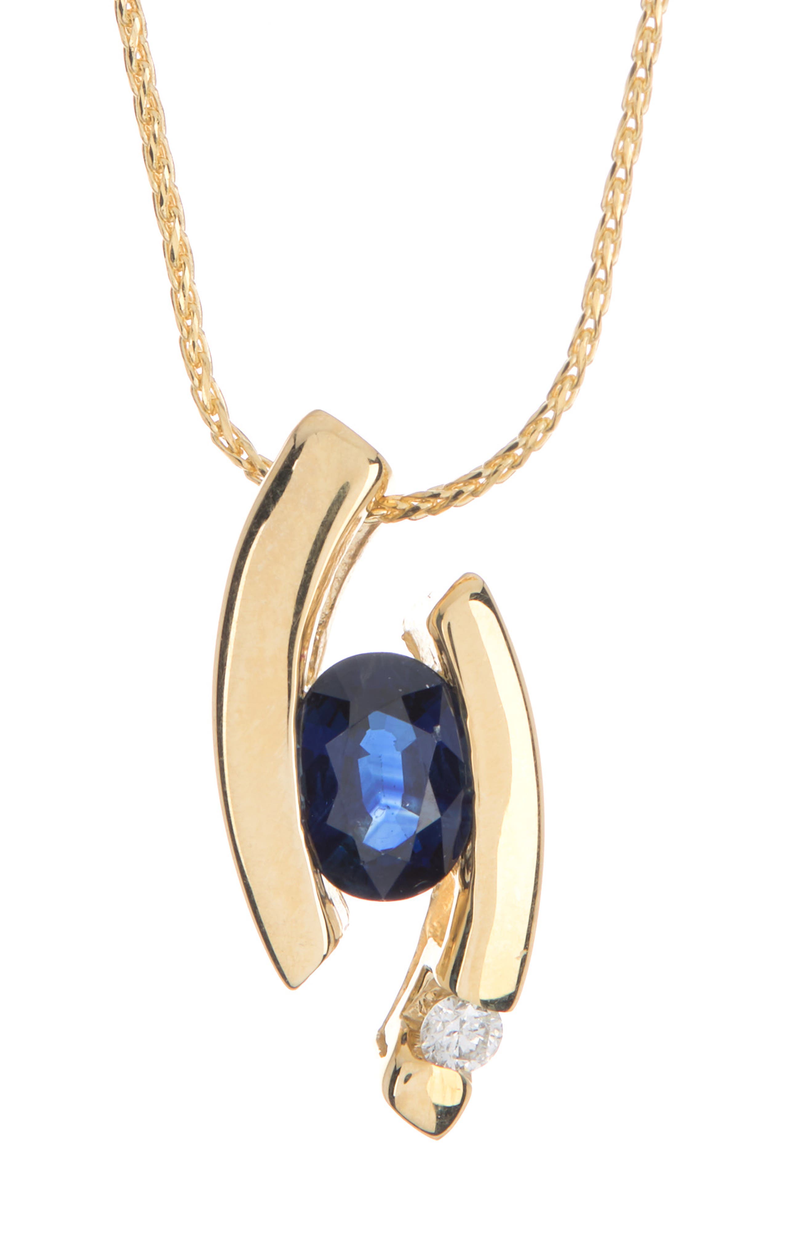 SUZY LEVIAN Tension Set Sapphire & Diamond Bar Pendant Necklace ...