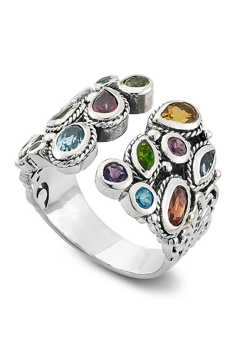 SAMUEL B. Sterling Silver Multi Gemstone Open Design Ring | Nordstromrack