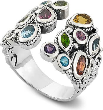 SAMUEL B. Sterling Silver Multi Gemstone Open Design Ring | Nordstromrack