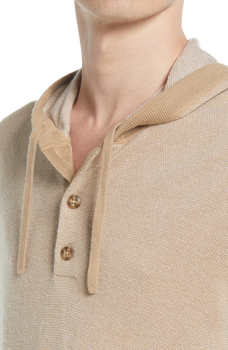 Vince Bird's Eye Wool & Cashmere Henley Hoodie | Nordstromrack