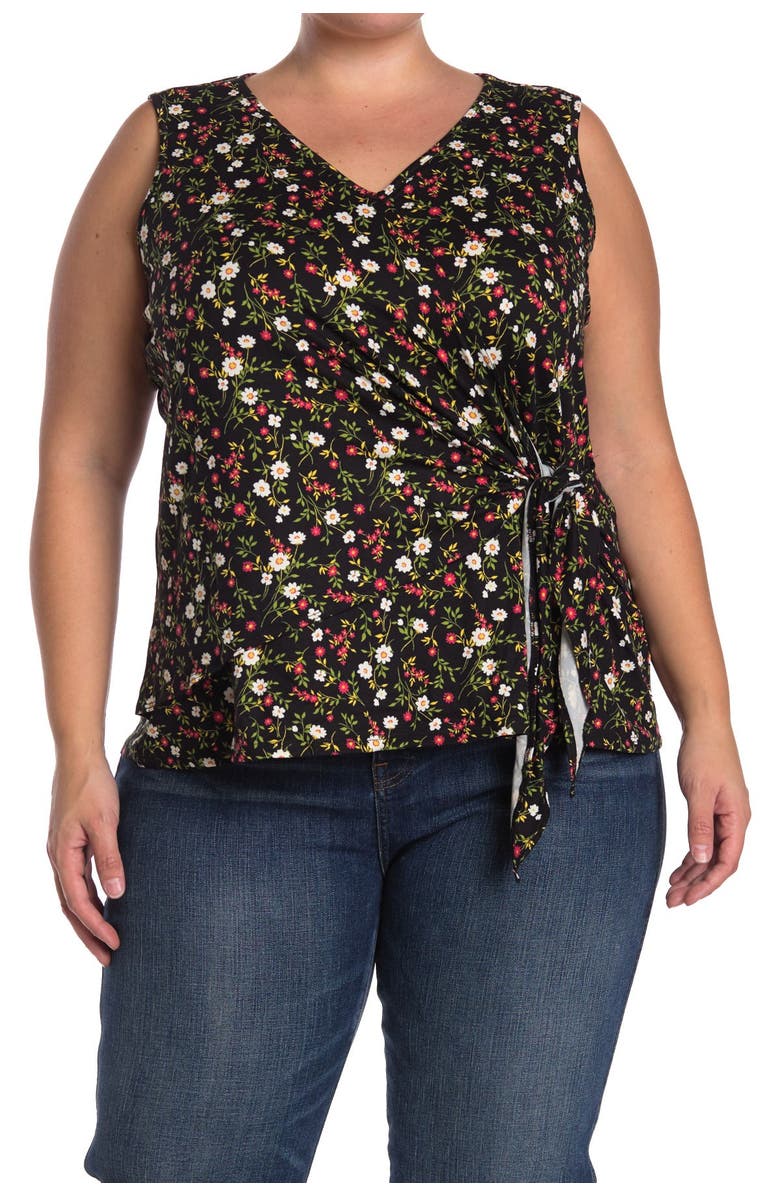 VANITY ROOM Side Tie Floral Print Top | Nordstromrack