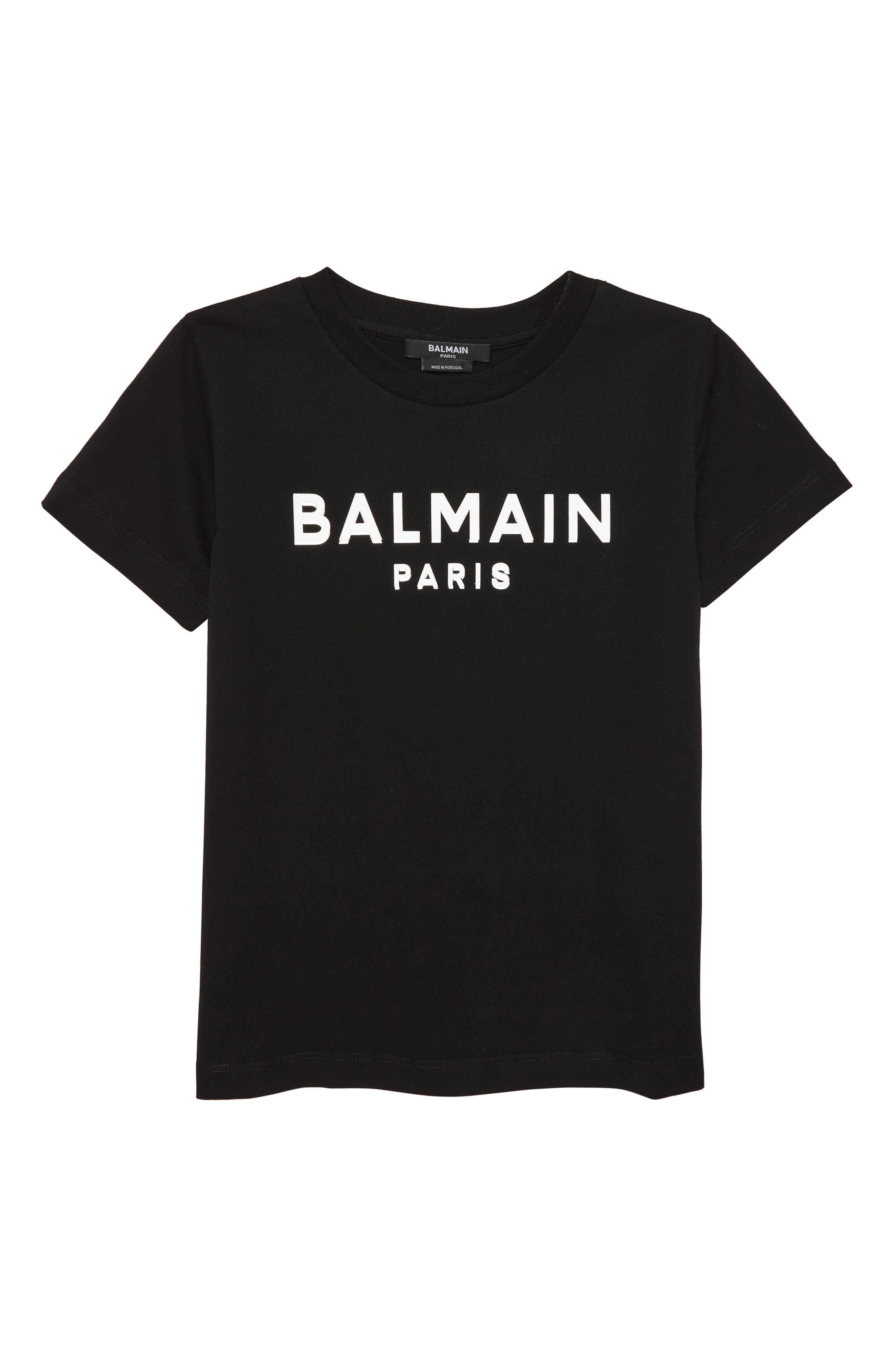 Balmain Kids' Flocked Logo Cotton Graphic Tee | Nordstromrack
