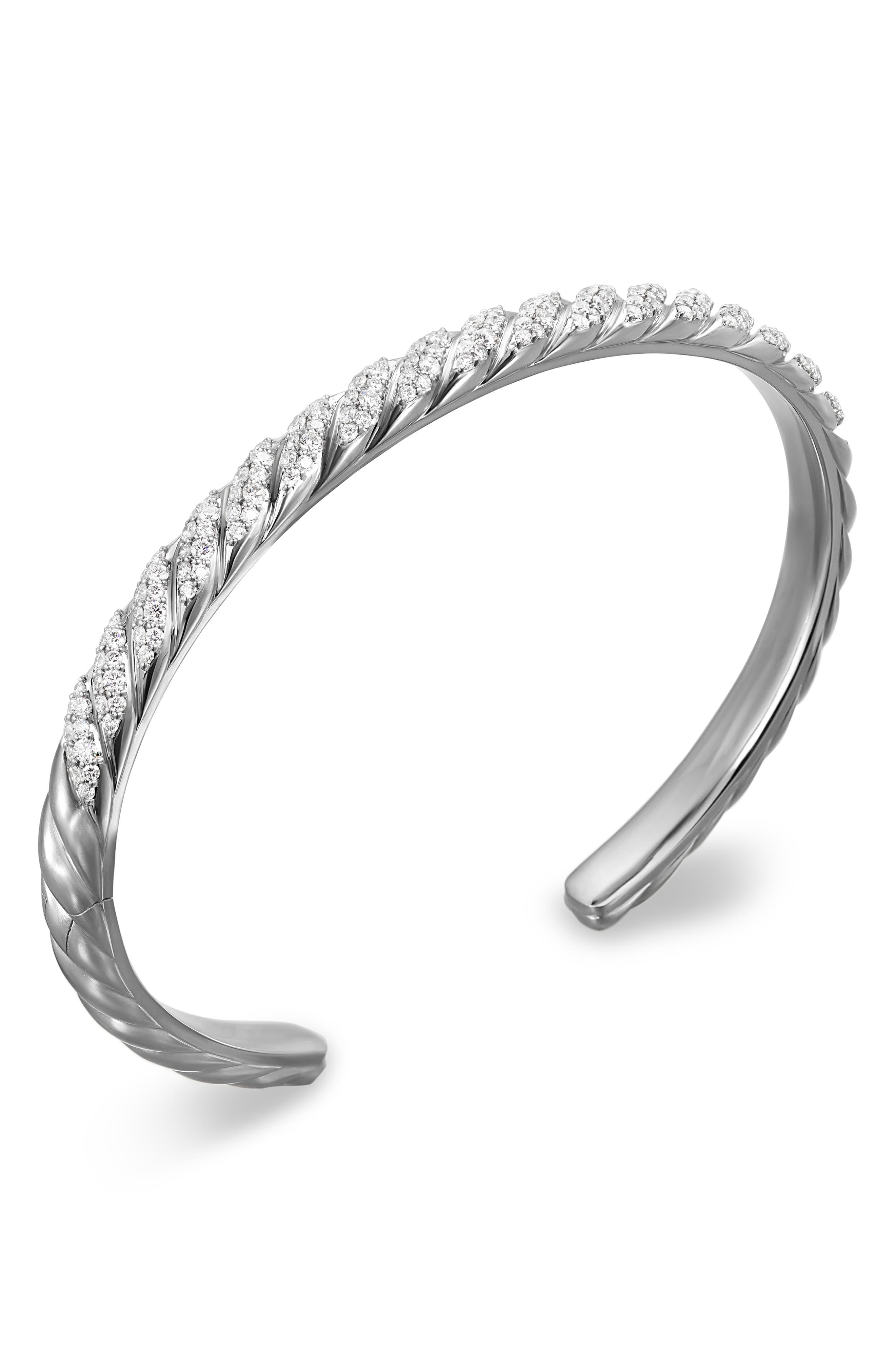 David Yurman Men's Sculpted Cable Cuff Bracelet in 18K White Gold with ...
