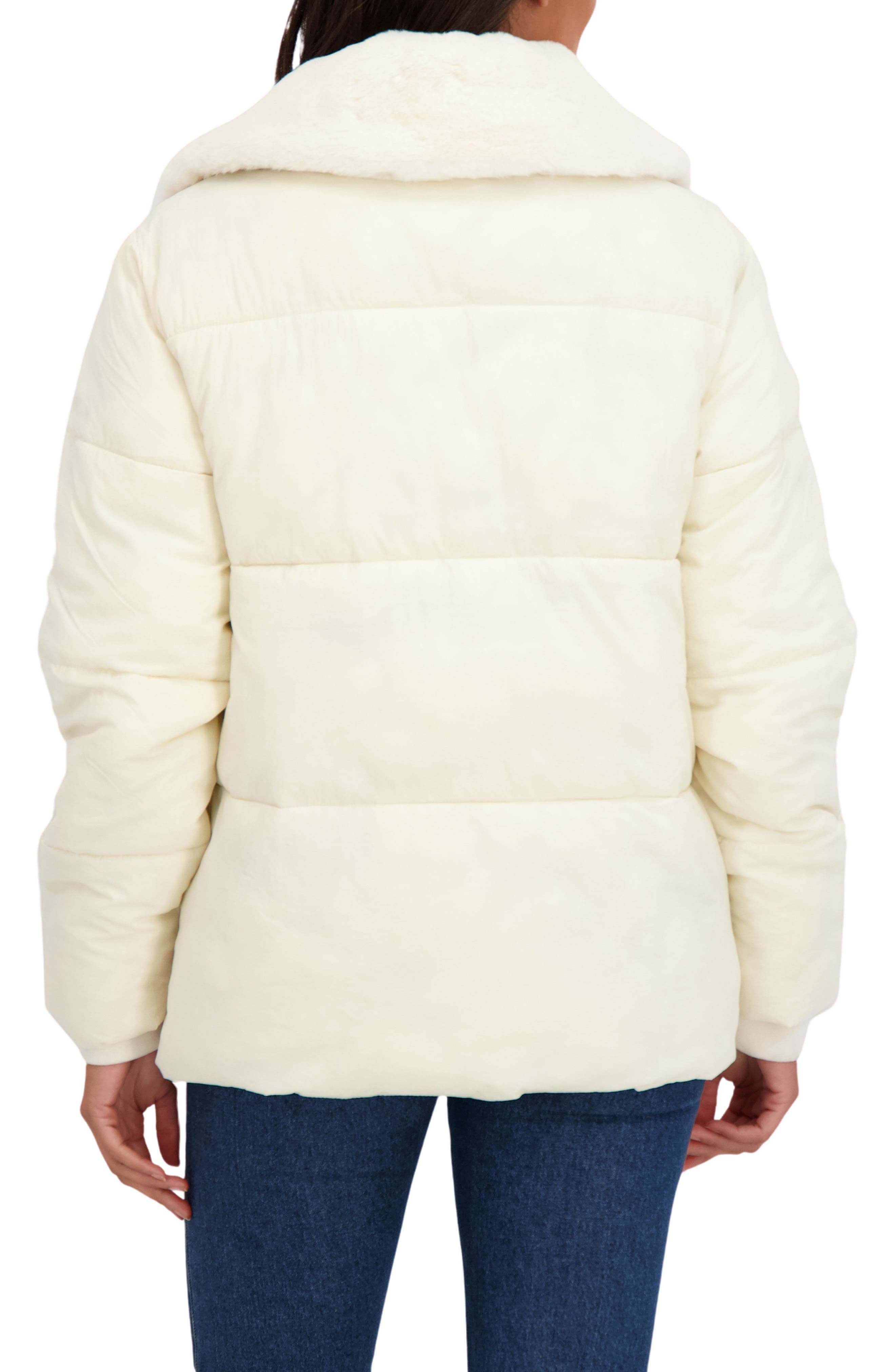 Sebby Water Resistant Faux Fur Collar Puffer Jacket | Nordstromrack